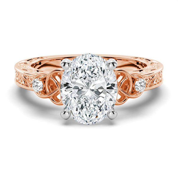 Vintage Celtic Knots Design Oval Moissanite Engagement Ring – MSBLUE Jewelry